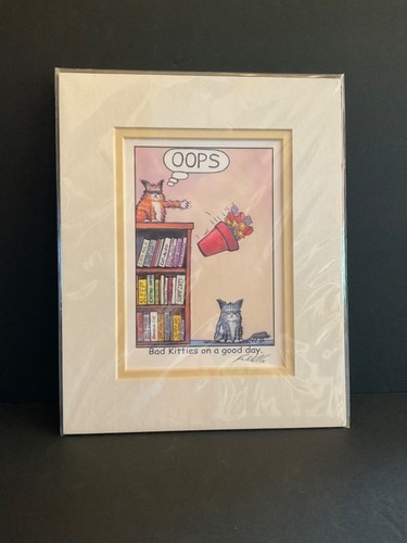 Signed Frank Coble BAD KITTIES Print Double Matted - OOPS - On a Good ...