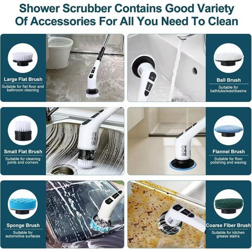 Cordless Turbo Scrub 9 in 1 Electric Spin Scrubber Handheld Cleaning ...