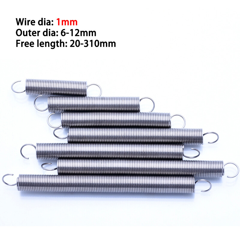 1mm Wire Dia Hook Extension Tension Expansion Springs Stainless Steel ...
