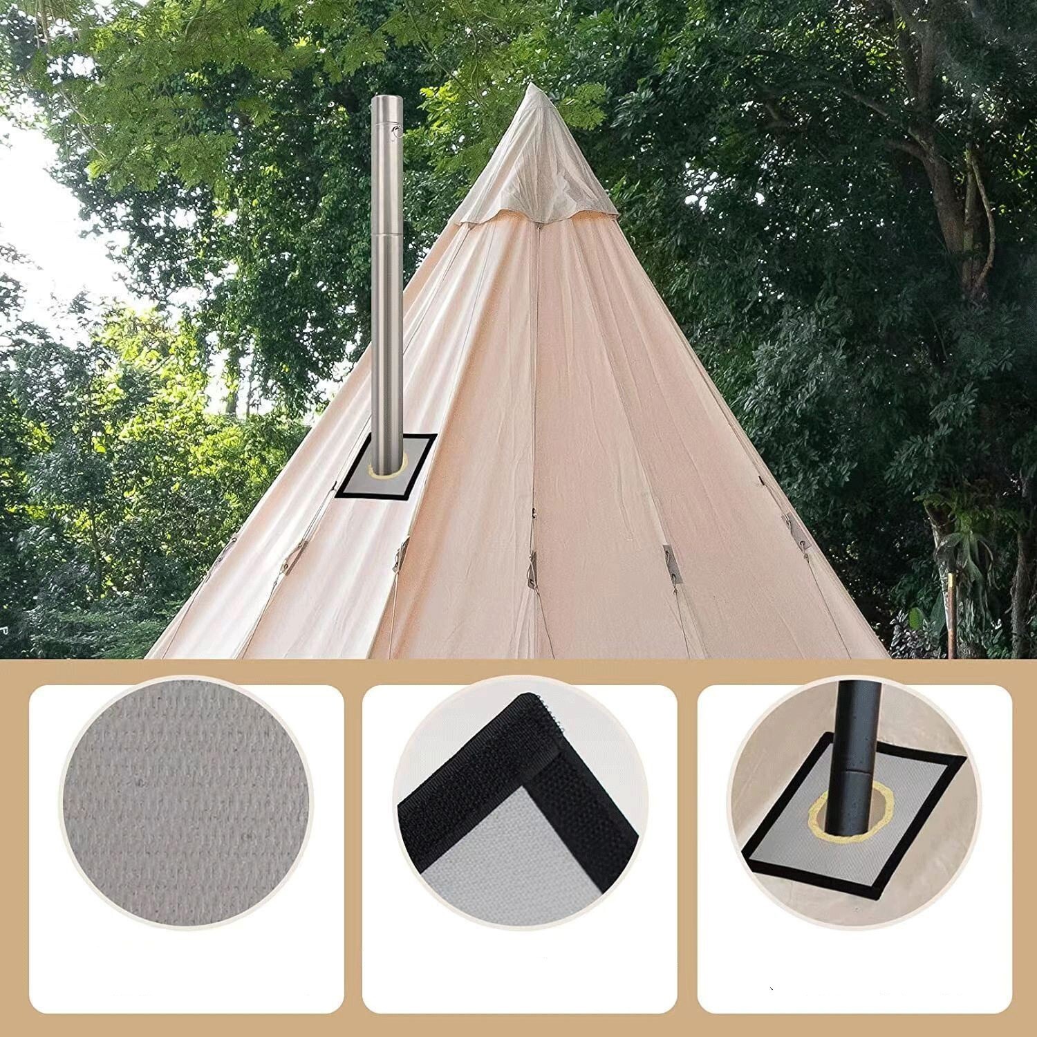 Tent Protective Cover Flame-Retardant Stove Hole Jack Rain Flap ...