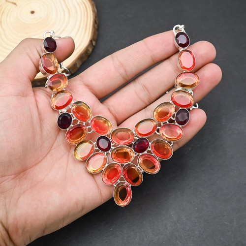 Bi-Color Tourmaline Garnet Gemstone 925 Sterling Silver Jewelry ...