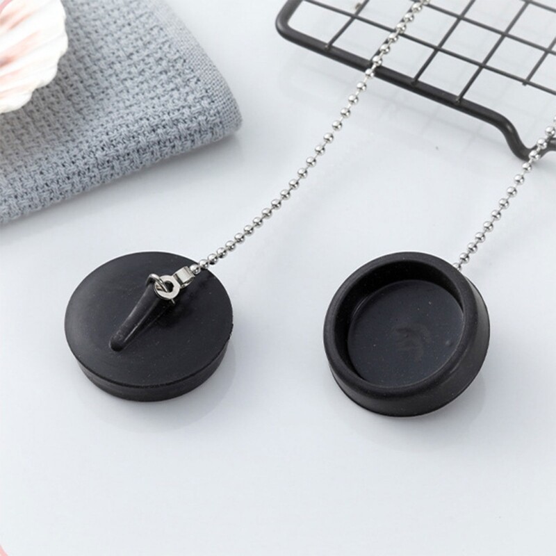 Industrial Grade Rubber Bath Plug with Chain Sink Stopper for Kitchenn ...