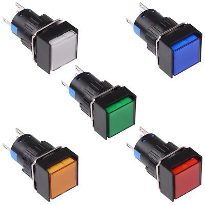 Square Momentary / Latching illuminated 16mm Push Button Switch NO/NC ...