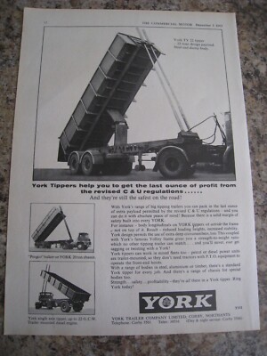 YORK TRAILER COMPANY LIMITED YORK TIPPERS TY 22 1965 ADVERT A4 SIZE ...