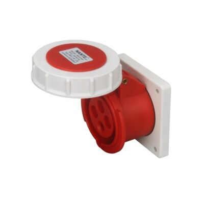 415V 32 Amp 4 Pin Panel Socket IP44 3 PHASE 3P+E CEEFORM Flanged ...