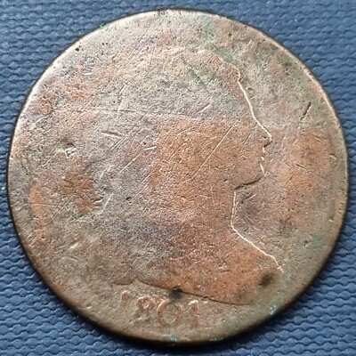 1801 Draped Bust Large Cent 1c Circulated Details #62655 | eBay