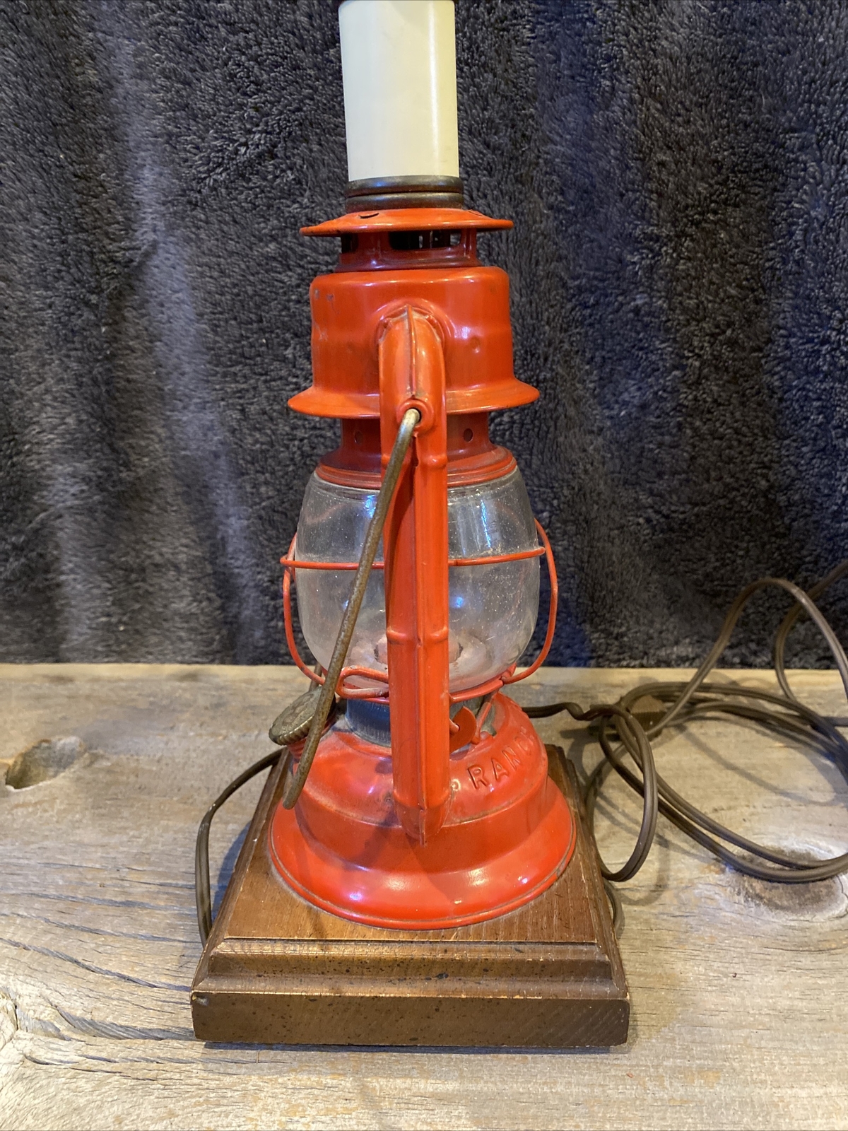 Red Dunning Ranch Craft Lantern Lamp w/ Glass Globe Vintage Restaurant ...