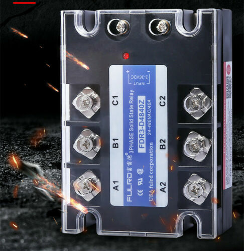 FULRD Three-phase Solid State Relay FDR3-D4840Z 40A DC-AC 24-480VAC 3 ...