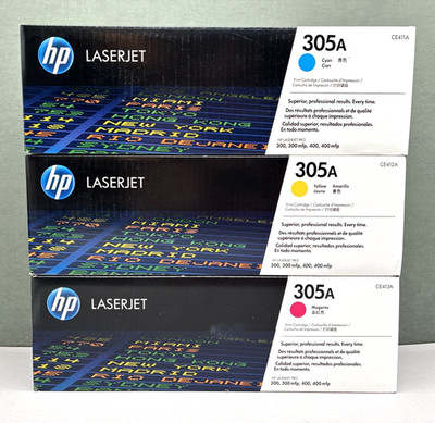 Genuine HP 305A Cyan, Yellow, Magenta Toner Print Cartridge CE411A/412A ...