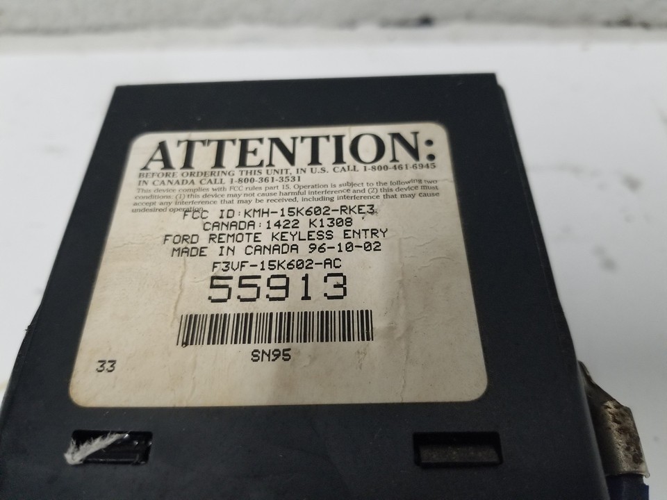 1994-1998 Ford Mustang F-150 Keyless Entry Module Lincoln F3VF-15K602 ...