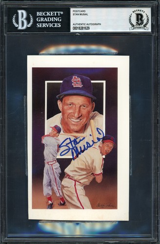 Stan Musial Signed 4x6 Legends Postcard St. Louis Cardinals Beckett ...