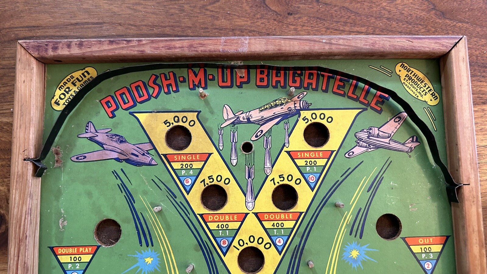 Vintage POOSH-M-UP BAGATELLE Pinball Game 5 Games In 1 Military Very ...