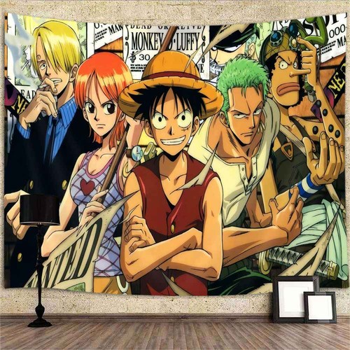 Tapestry Wall Hanging Large Straw Hat Pirates Luffy Zoro Anime Poster ...