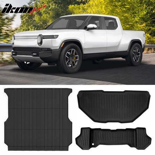 Fits 22-24 Rivian R1T Front Storage + Rear Truck Bed Mat TPE 3D Liner ...
