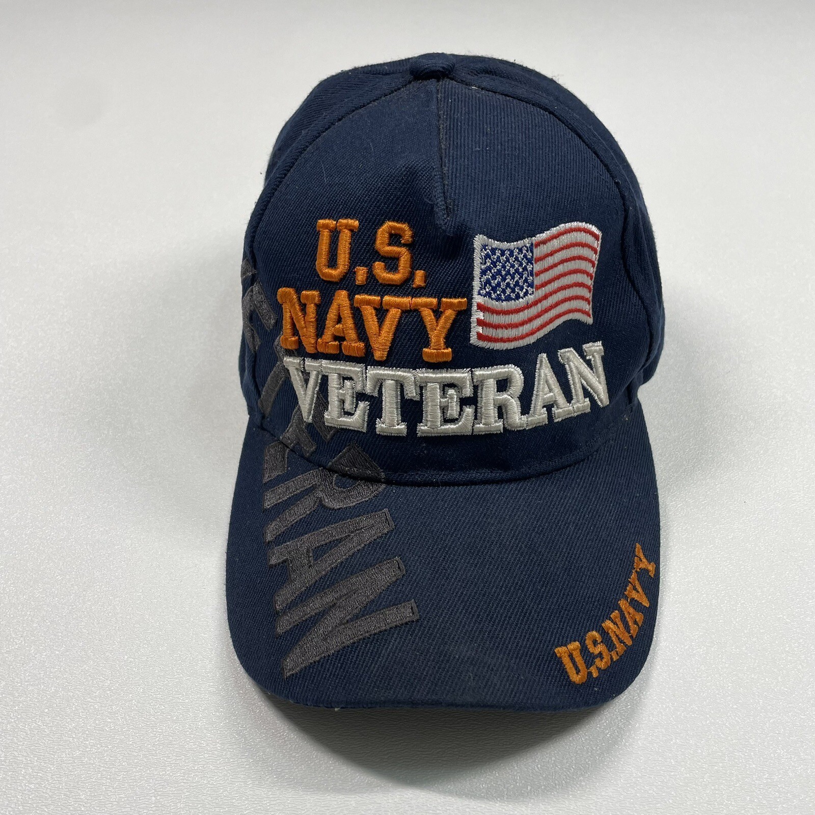 U.S. Navy Veteran Hat Cap Men Navy Blue Strapback Emb… - Gem