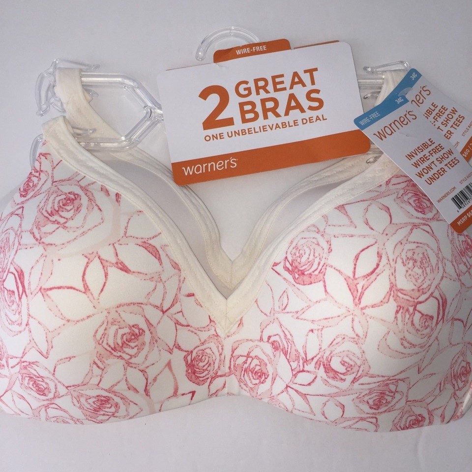 Warner's Bra Wirefree Padded Seamless Cup Invisible Lined TWO 2 TShirt ...