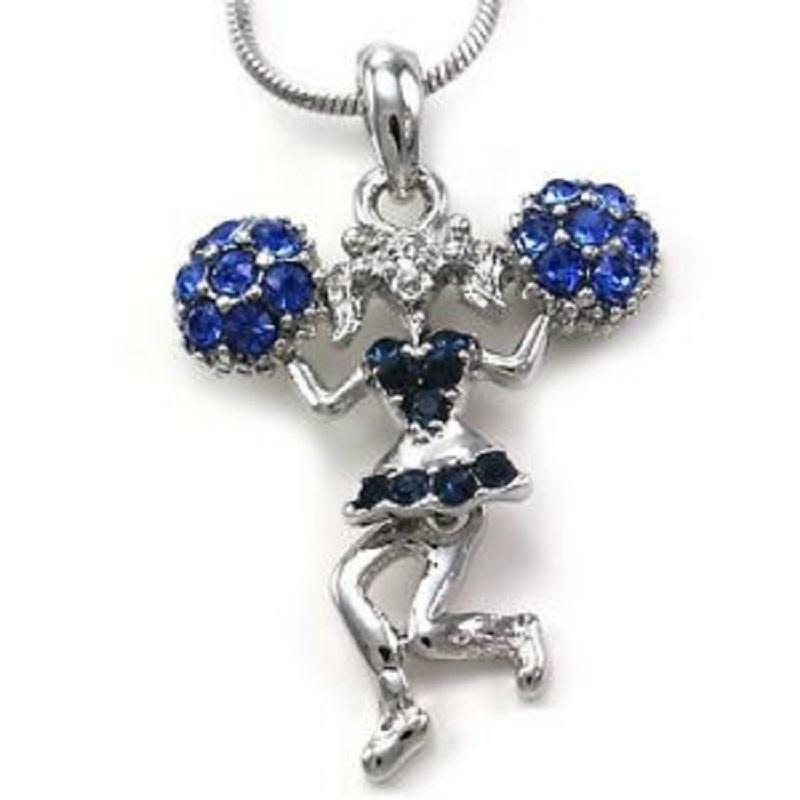SILVER NECKLACE WITH CHEERLEADER BLUE STONES ( 1863 ) | eBay