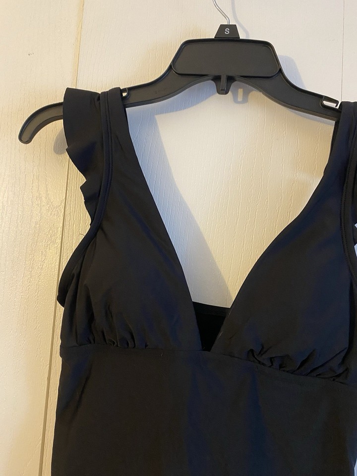 Women’s Bathing Suit Top Tankini Style Size Small Black Gold | eBay