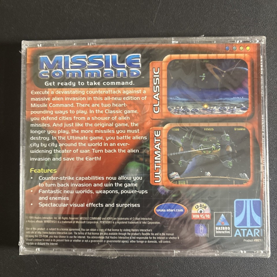 Missile Command (PC, CD ROM, 1999, Hasbro Interactive Atari Factory ...