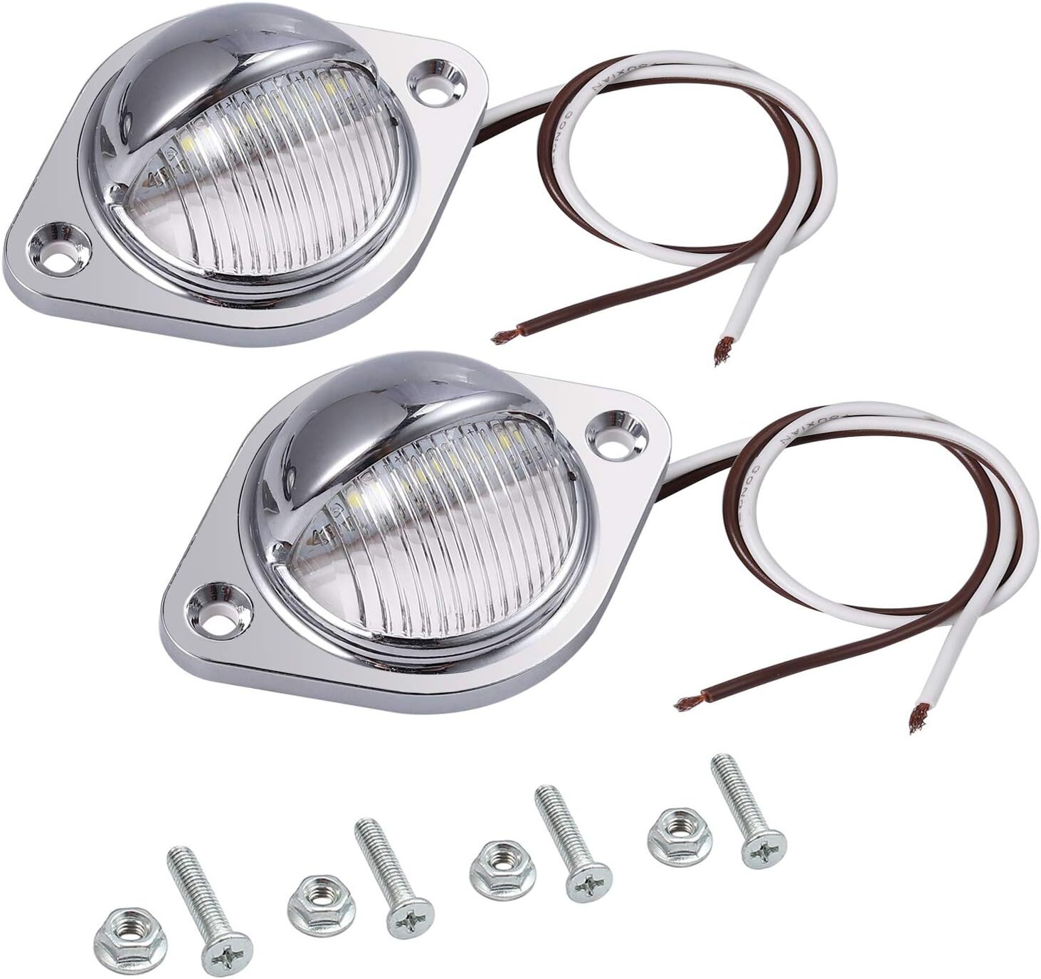 2psc Universal Chrome LED License Plate Tag Lights Truck SUV Trailer ...