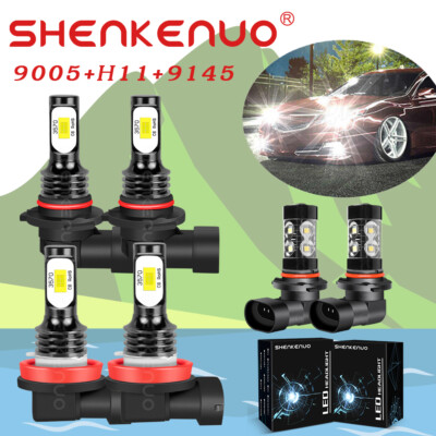 For Acura MDX 2004 to 2006 Combo LED Headlight High/Low+Fog Light Bulbs ...