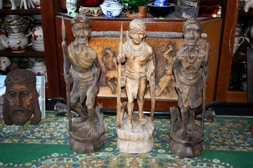 Female XXL 24" Antique Philippine Igorot Tribe Wood Carved Warrior Head ...