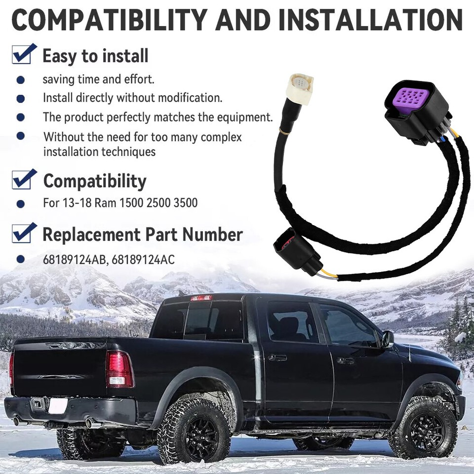 👍For 2013-2018 Dodge Ram 1500 2500 3500 Rear Camera Wiring Harness ...
