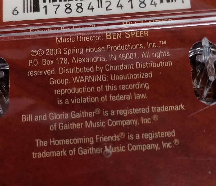 Bill And Gloria Gaither Red Rocks Homecoming Cassette 2003 Spring House ...
