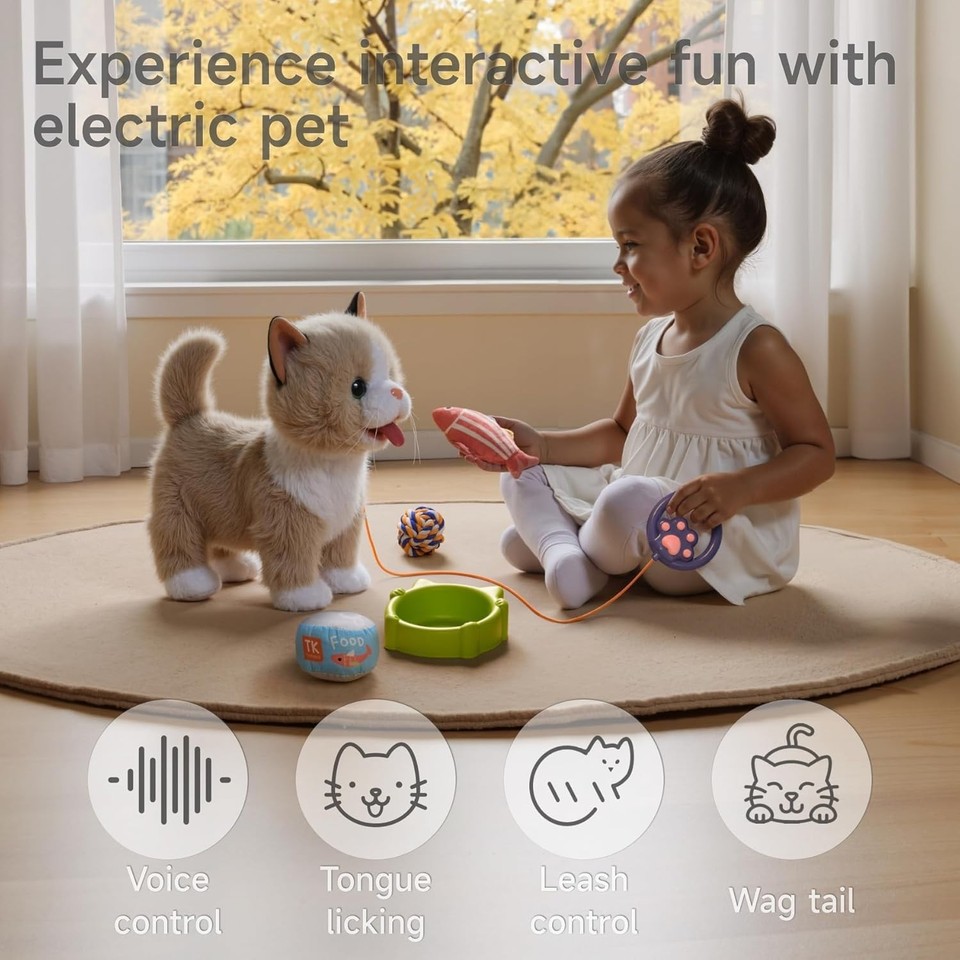 Interactive Cat Toy for Children, Cuddly Toy Kittens with Remote ...