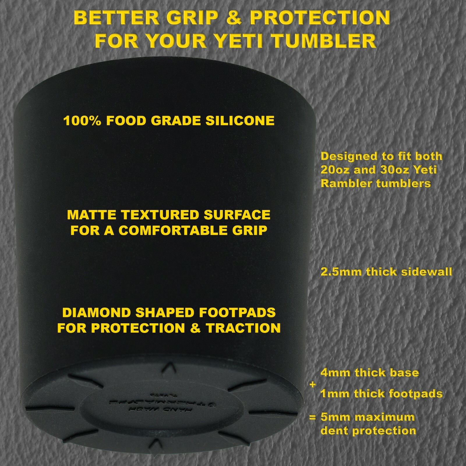 Silicone Boot Sleeve for 20oz 30oz Yeti Rambler & 28oz 32oz Hydro Flask ...