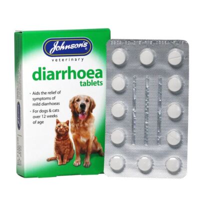 JOHNSON'S DIARRHOEA TABLETS 12PK - Cats Dogs LOOSE STOOL STOMACH TUMMY ...