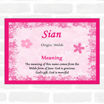 Sian Name Meaning Pink Certificate | eBay UK
