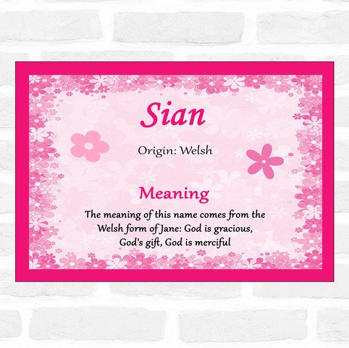 Sian Name Meaning Pink Certificate | eBay