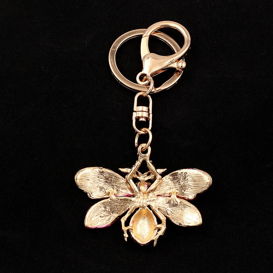 Lovely Enamel Crystal Bee Pendant Key Chain Purse Bag Handbag Keyring ...