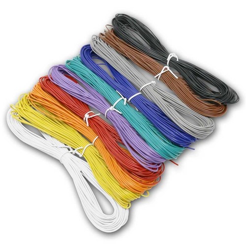 100m Litze Set 0,14mm², Kupfer-Schalt-Litze, 10 Farben Kabel flexiebel ...