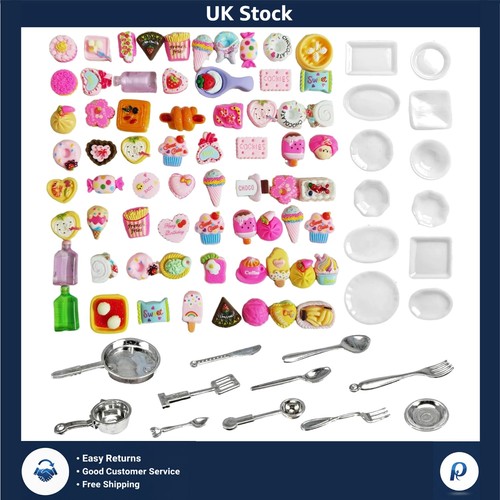 150 Pc Mini Food Drink Pretend Play Tiny Toys for Crafts Dollhouse Hair ...