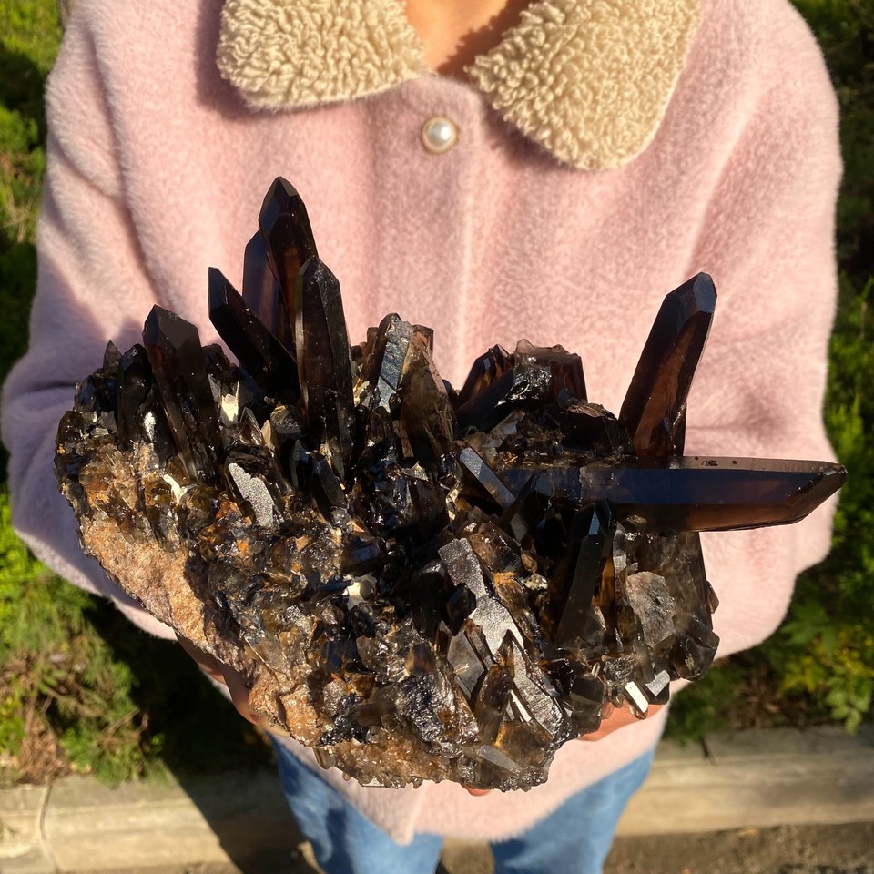 5.4LB A+++Large Natural black Crystal Himalayan quartz cluster ...