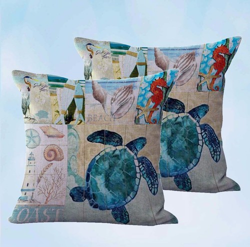set of 2 turtle shells sealife marine nautical cushion couch pillows | eBay