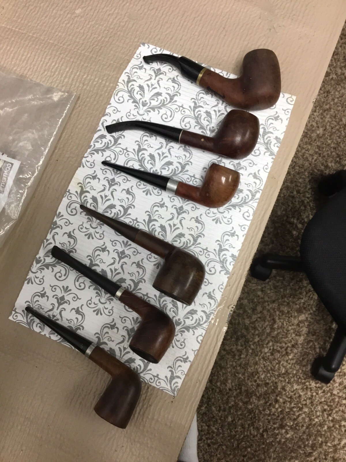 Vintage Decatur Walnut 6 Pipe Stand With Humidor And 6 Pipes | eBay