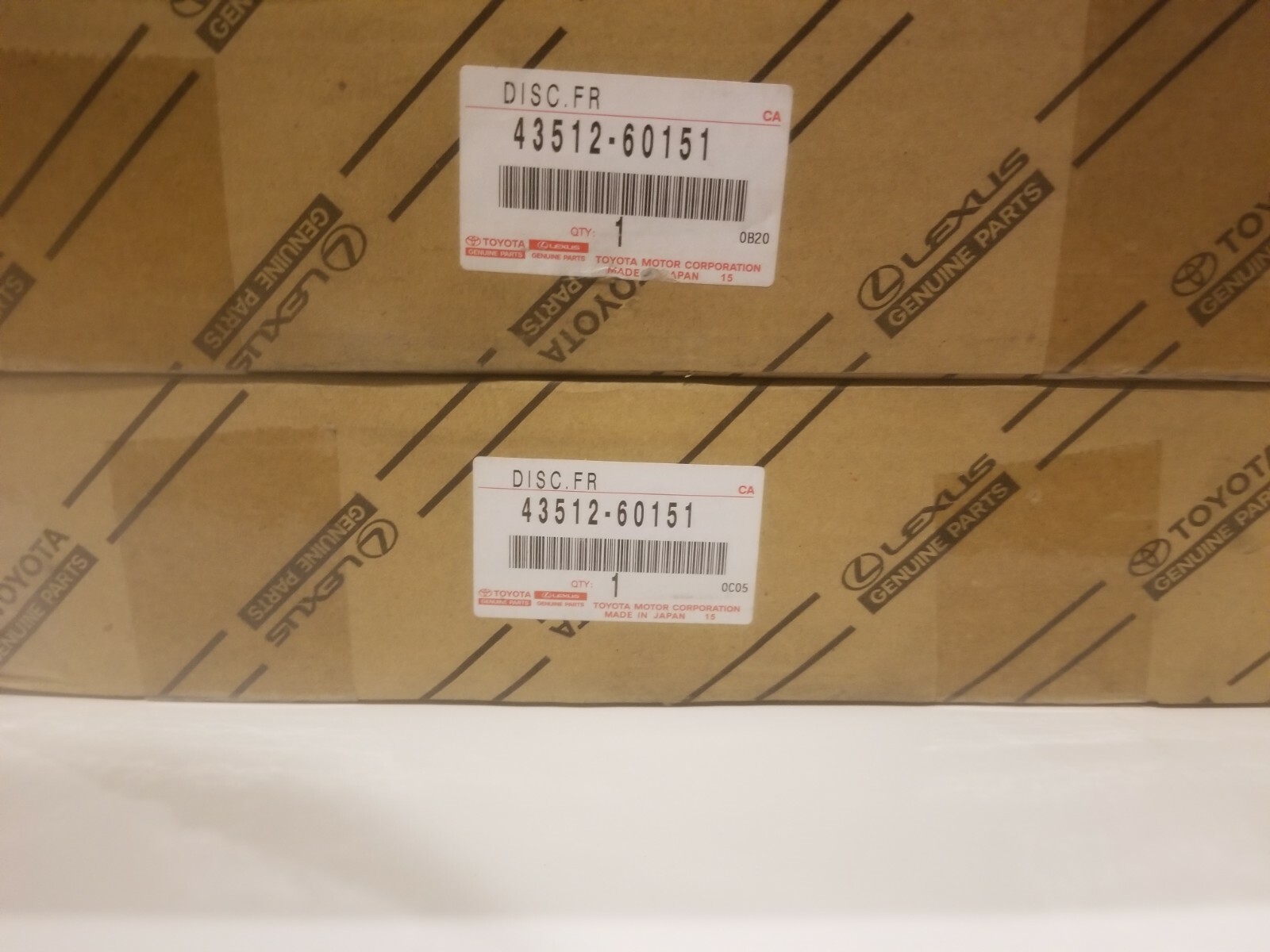 GENUINE TOYOTA/LEXUS OEM FRONT BRAKE ROTORS LH/RH (43512-60151) X 2 ...