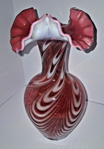 Vintage Fenton Cranberry Opalescent Drapery Art Glass Vase 1547 | eBay