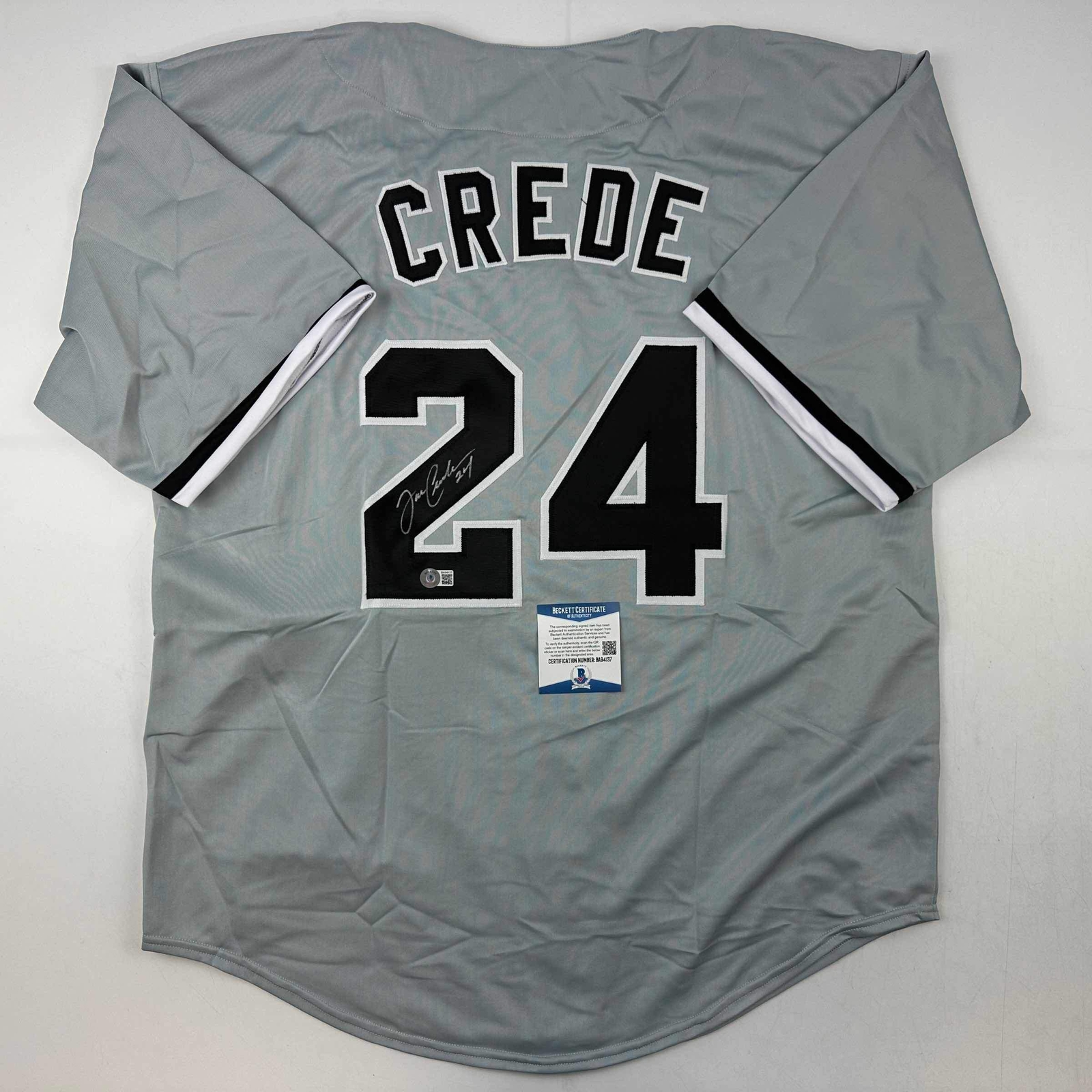 Autographed/Signed Joe Crede Chicago Grey Baseball Jersey Beckett BAS ...