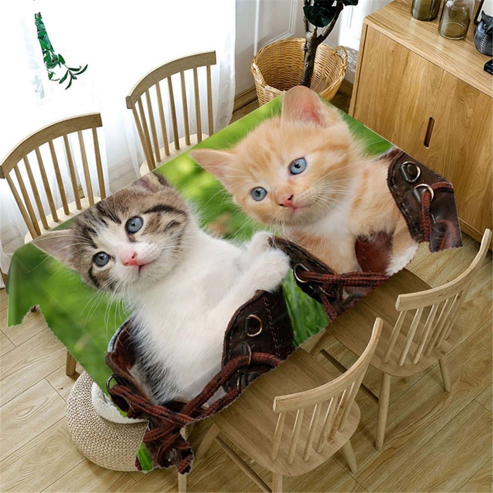 Cute Cat Boots 3D Tablecloth Table cover Cloth Rectangle Wedding Party ...