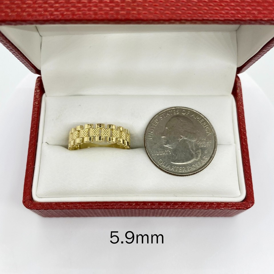 10k Solid Gold Rolex Style Rollie Presidential Band Ring Gift for Men ...