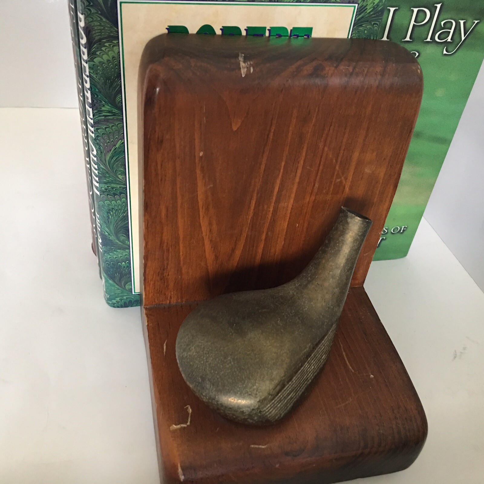 Bookends Vtg Golf Club Bookends Brass Set Deco Wood Golfer Gift | eBay
