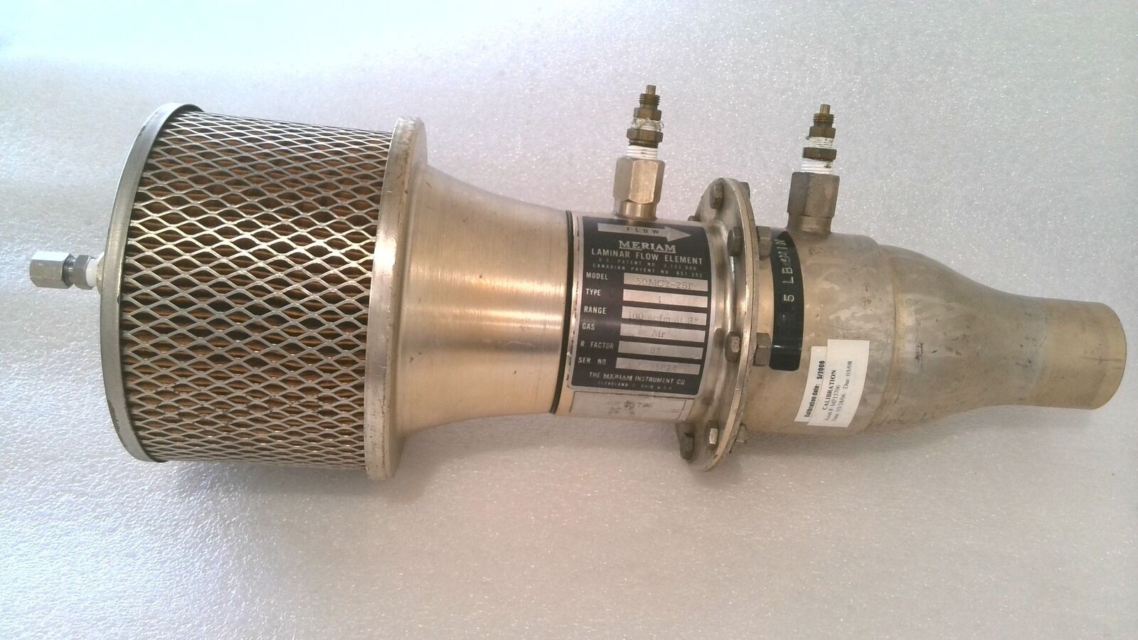 MERIAM INSTRUMENT 50MC2-2F LAMINAR FLOW ELEMENT, TYPE: 1, 100 CFM @ 8 ...