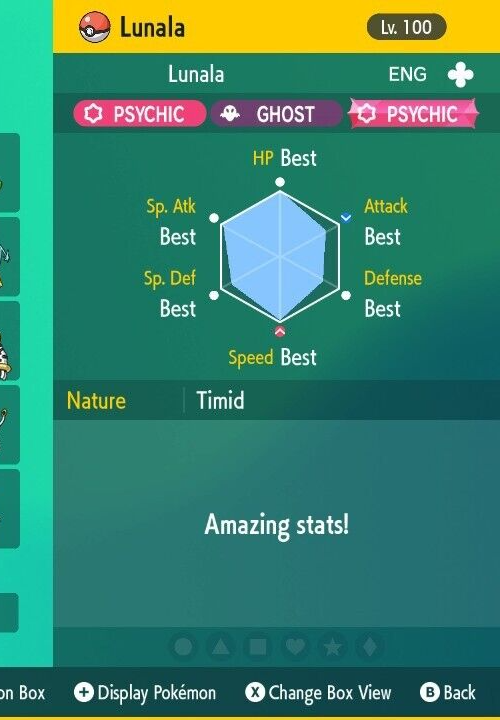 Non-Shiny Lunala 6IV Lv100 Timid Nature w/ Master Ball Pokemon Scarlet ...