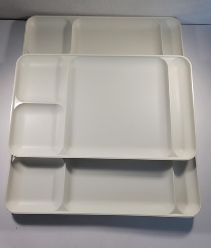 3 Vintage Almond Tupperware Divided Trays Plate Lunch Dinner Picnic ...
