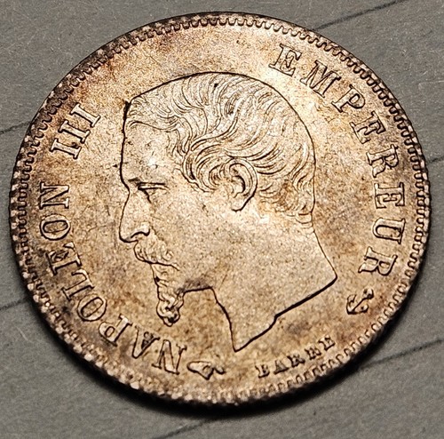 1860 France 20 Centimes Silver Coin AU Toning - Small Silver Coin | eBay