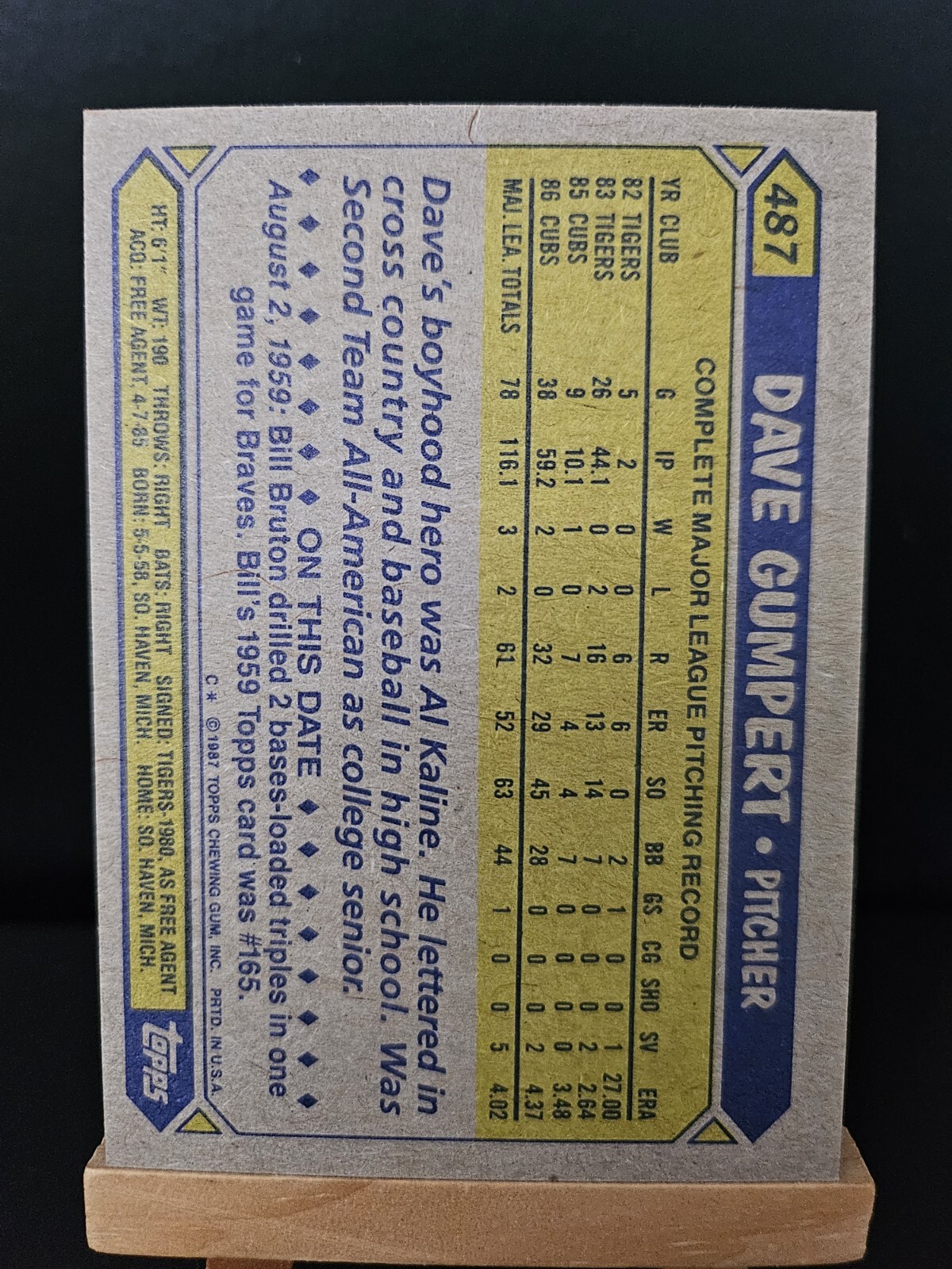 1987 Topps - #487 Dave Gumpert for sale online | eBay